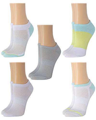 Spalding Women's No Show Athletic Socks (5 Pack), Size Shoe Size: 4-10.5, White
