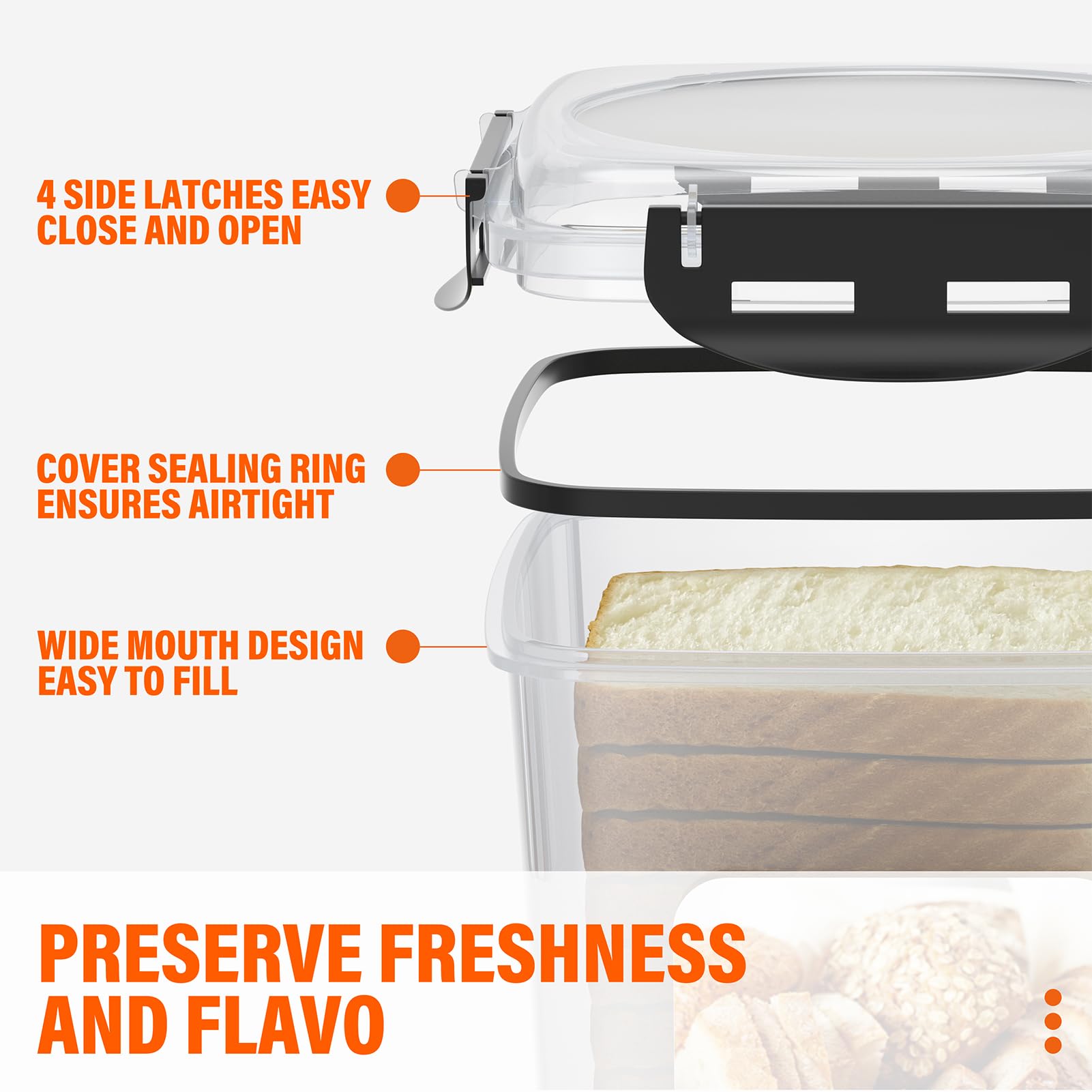 TIME4DEALS Bread Box Pack of 2 Bread Container - Fresh Bread Storage Container Plastic Bread Keeper with Airtight Lid, Sandwich Bread Dispenser Loaf Storage Saver for Kitchen Home, BPA Free, 5 Liter