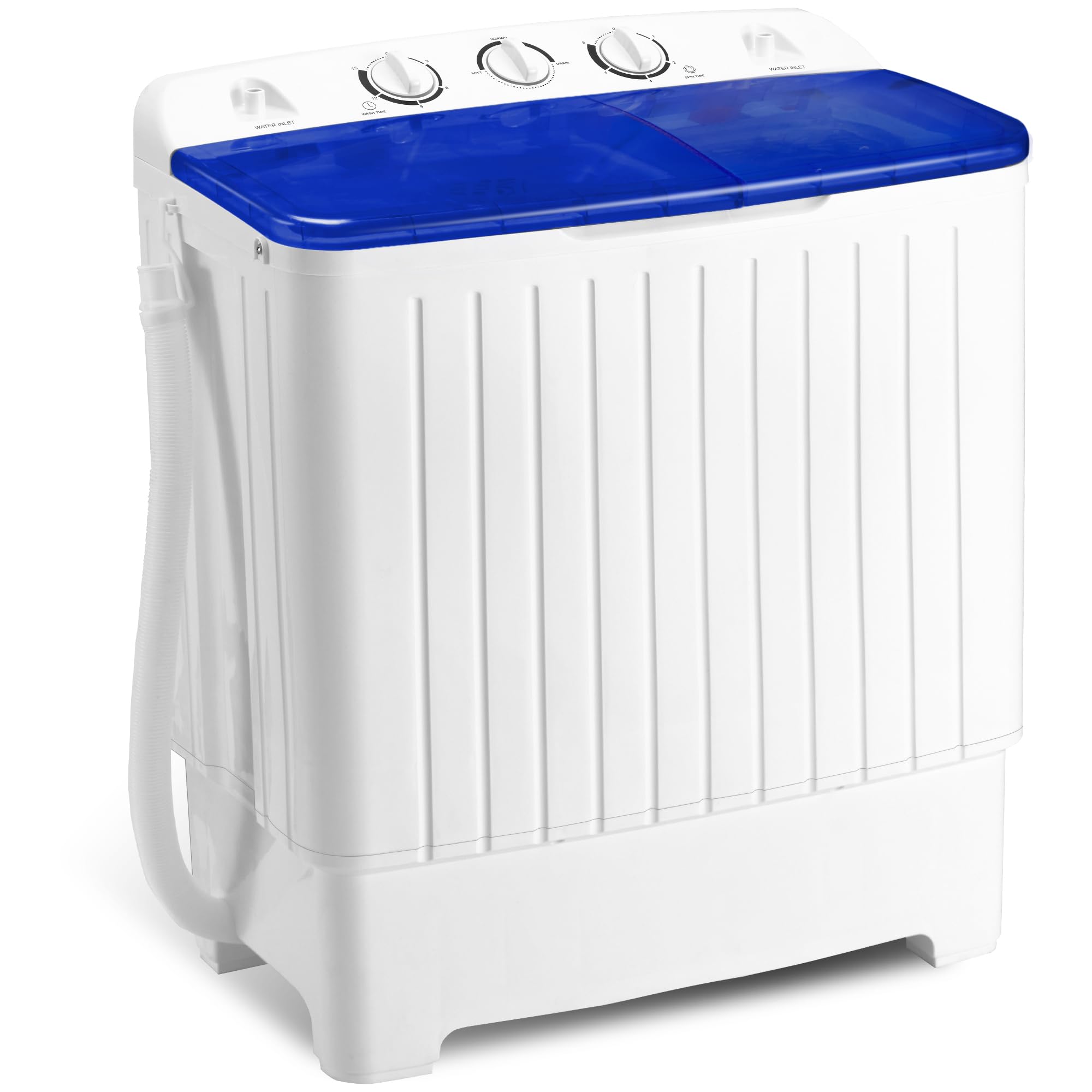 Spurgehom Mini Twin Tub Portable Washing Machine, 20 lbs Large Capacity Washer and Dryer Combo for RV Camping, Apartment, Dormitory, Home, Washing Machine for Students & Tenants,Blue & White
