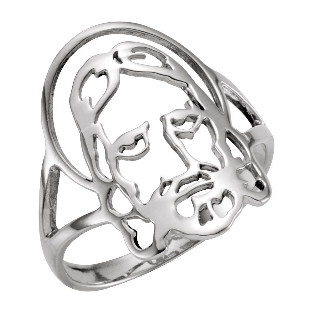 Sterling Silver Face of Jesus Ring - Size 9