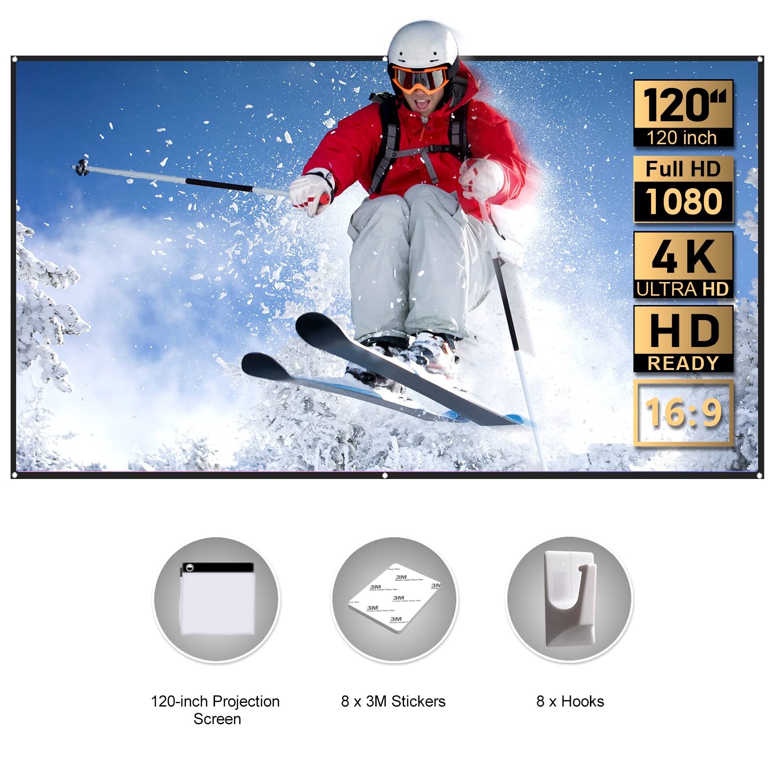 WEWATCH Native 1080P 5G Projector, LED 15,000LM, WiFi Wireless, 230" Large Screen, ±50° Four point keystone correction, Home Outdoor Portable Projector, Compatible with HDMI, TV Stick,AV,USB