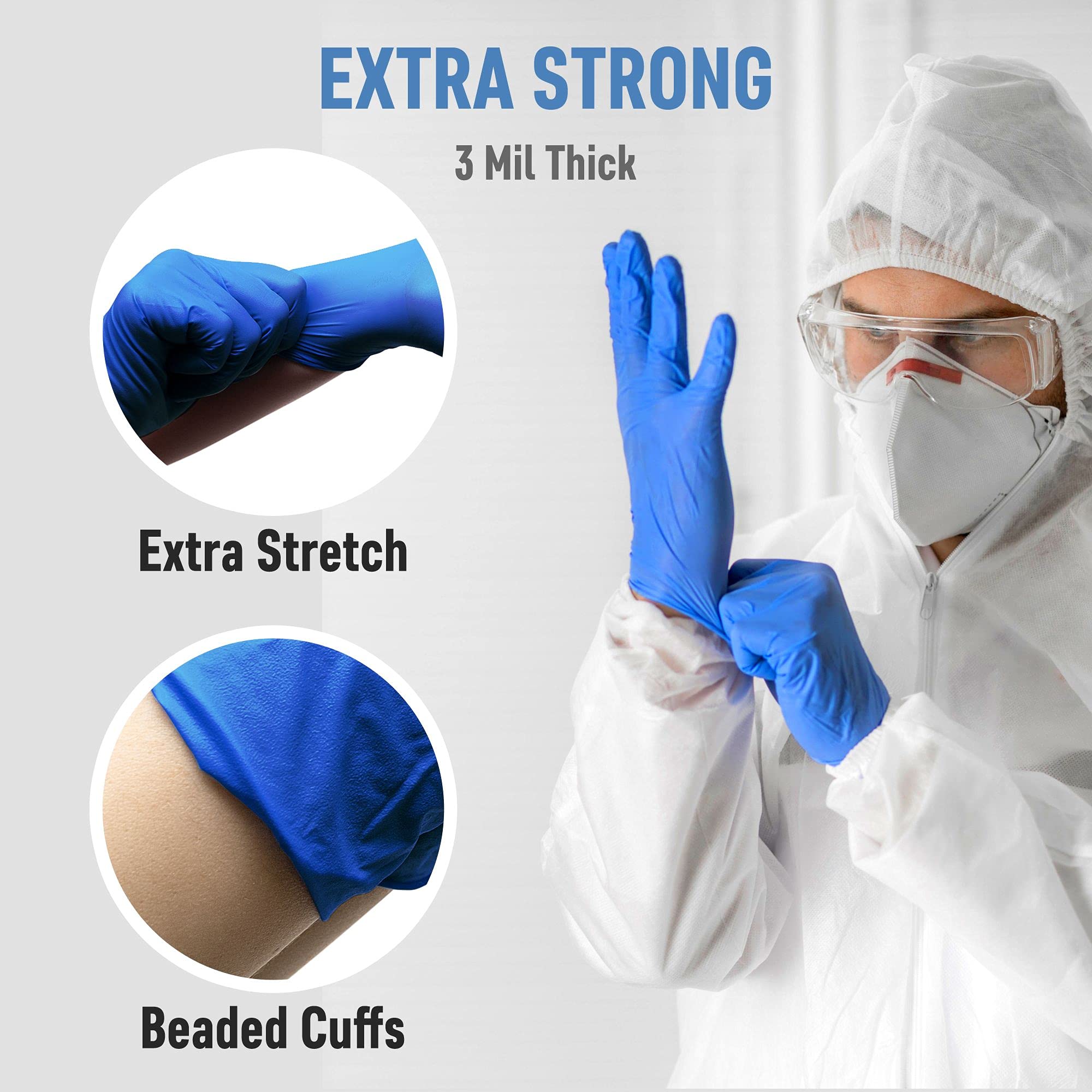Powder Free Disposable Nitrile Gloves Medium -100 Pack, Blue -Medical Exam Glove