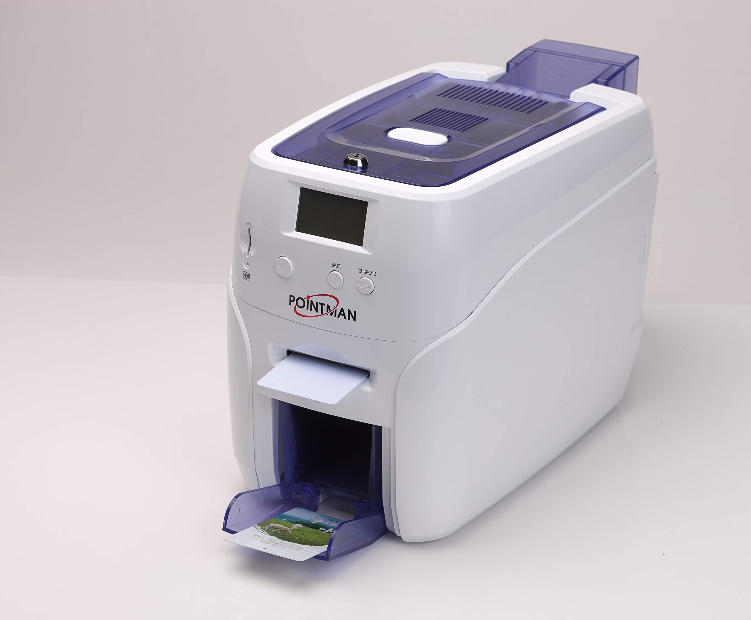 Pointman Nuvia N20 Dual Side ID Card Printer Bundle with badging Software, Color dye Film, Blank Cards and cleanning kit