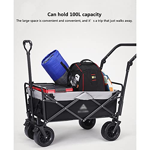 Outdoor Utility Wagon,Collapsible Outdoor Utility Wagon with Universal Silent Wheel,Can Bear The Weight of 100KG,Adjustable Handle,for Camping Grocery