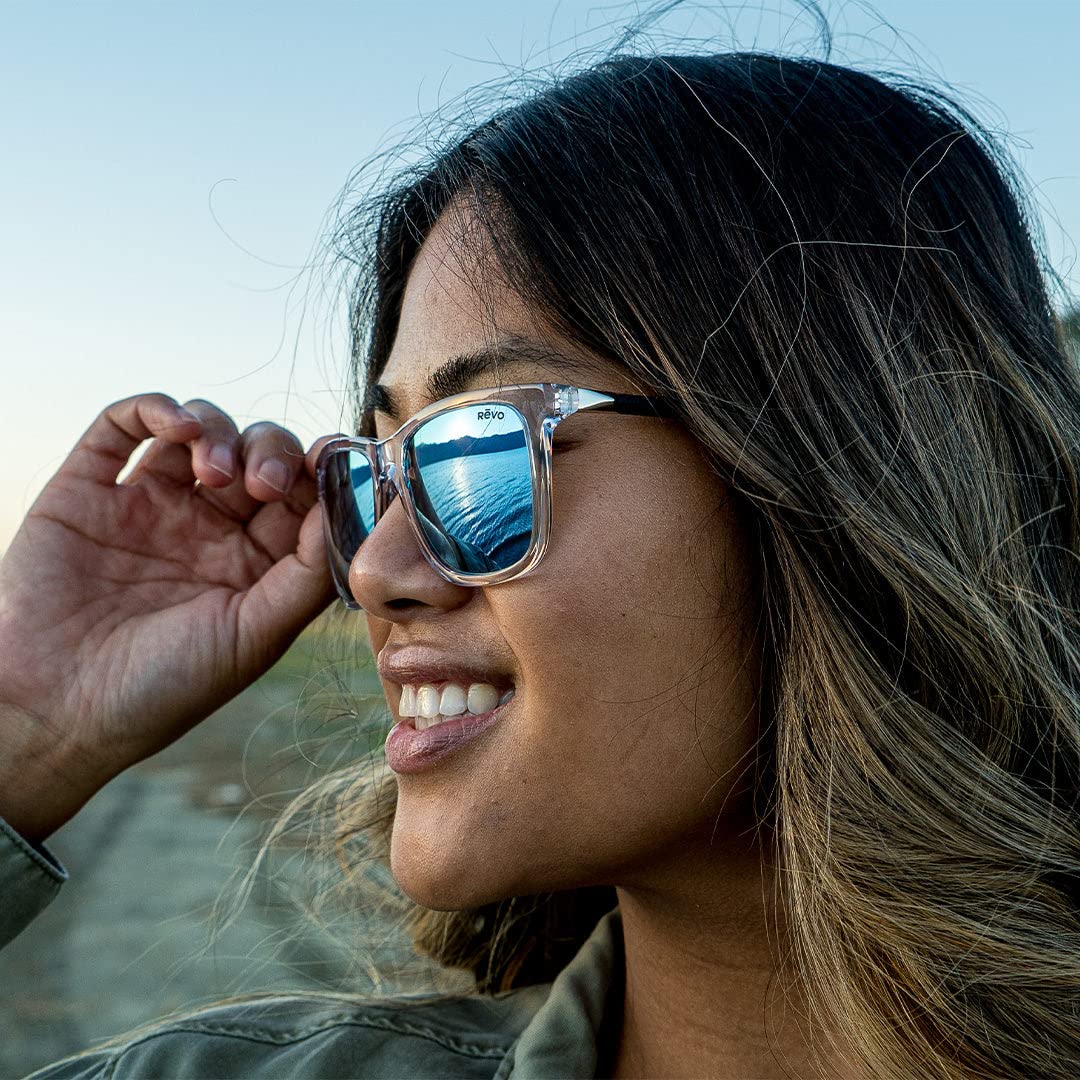 Revo Sunglasses Cove x Jeep: Polarized Lens with Rounded Square Frame, Crystal Frame with Blue Water Lens