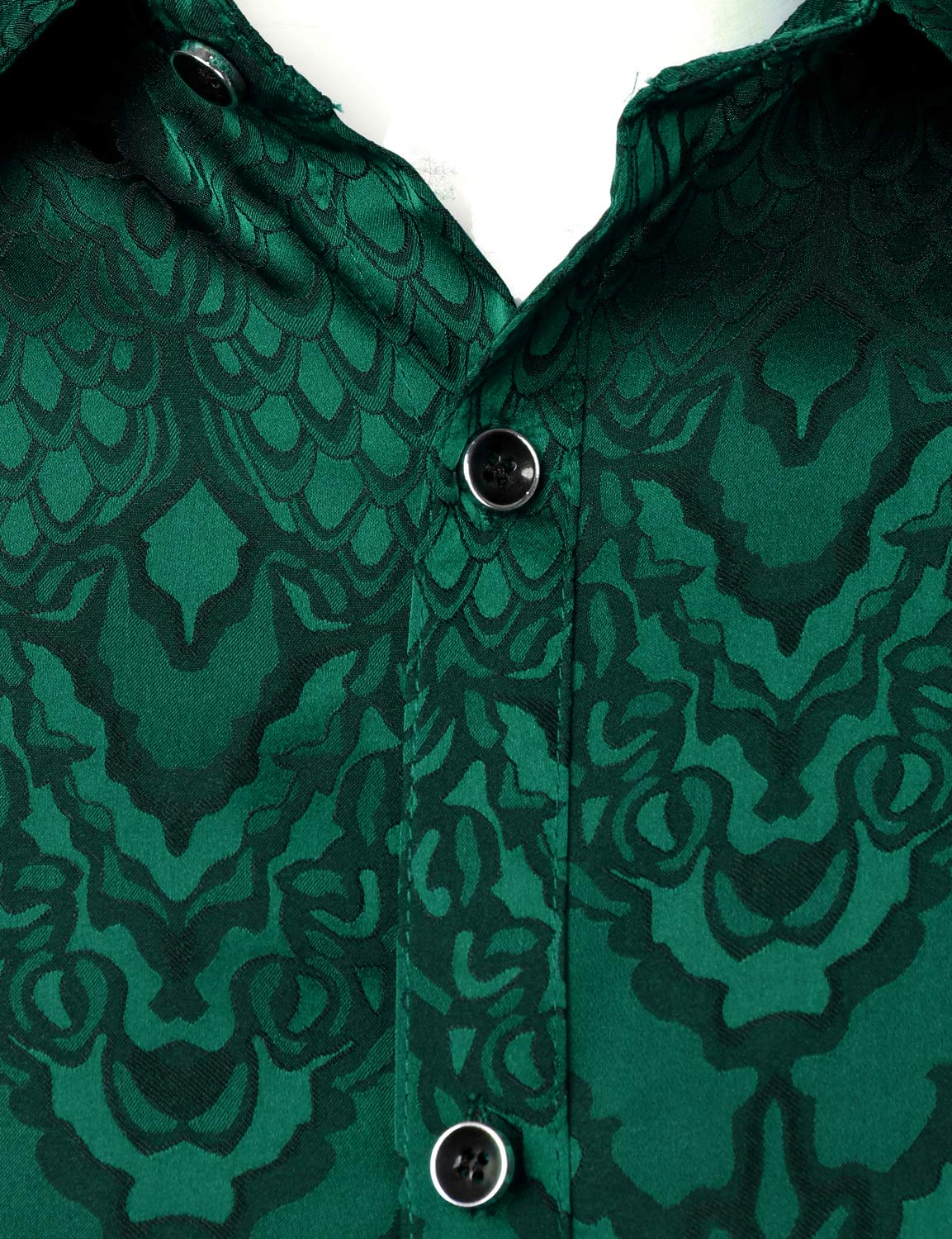 ZEROYAA Men's Hipster Slim Fit Long Sleeve Gothic Jacquard Button Up Dress Shirts for Party Prom ZLCL32-Emerald XX-Large