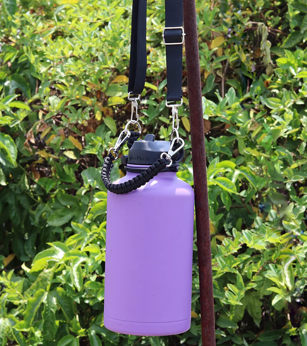 QICAIPO Paracord Handle Carrier Holder with Shoulder Strap, Fits Wide Mouth Bottles 12oz to 64oz (Camo)
