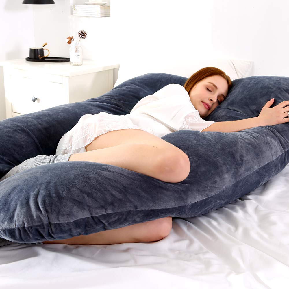 Toplimit Pregnancy Pillow, U Shaped 55" Body Pillow for Pregnant Women Maternity Pillow,Full Body Pregnancy Pillow (Dark Gary)