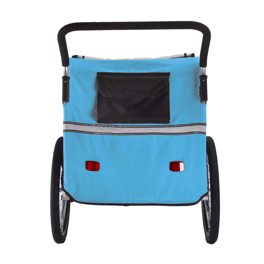 Veelar Bike Trailer & Stroller 2 in 1 Double Seat for Toddlers, Kids, Child Bicycle Carrier Jogger (Green/Black)