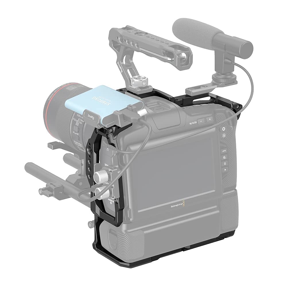 SmallRig Battery Grip Compatible Cage Only for BMPCC 6K Pro / 6K G2, Comes with Built-in NATO Rail & Locating Holes for ARRI and Cold Shoe Mount - 3382