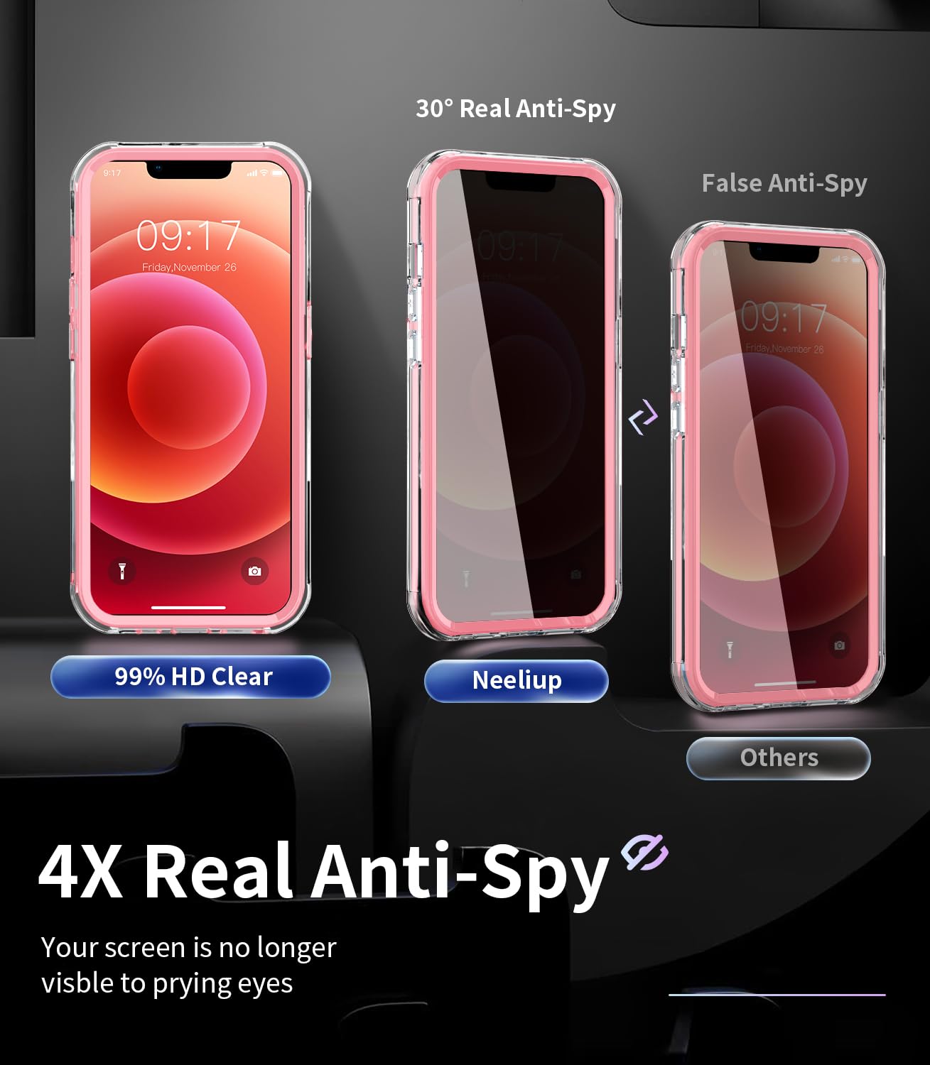 Privacy Case for iPhone 13 Pro Max,[100% Screen Sensitivity][with Anti Peep Screen Protector][Full Body Protection] Compatible with MagSafe Double Sided Magnetic Case for iPhone 13 Pro Max