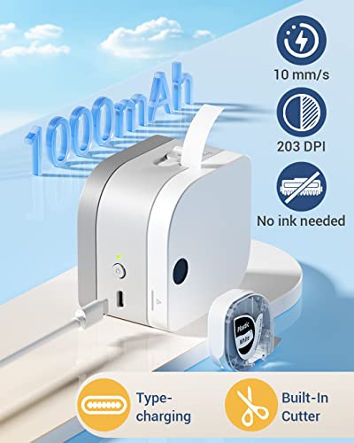 Phomemo P12 Pro Label Maker Machine with Tape, Portable Rechargeable Label Makers Wireless Label Printer Compatible with Android & iOS, Easy to Use Small Business Home Office Organization - White