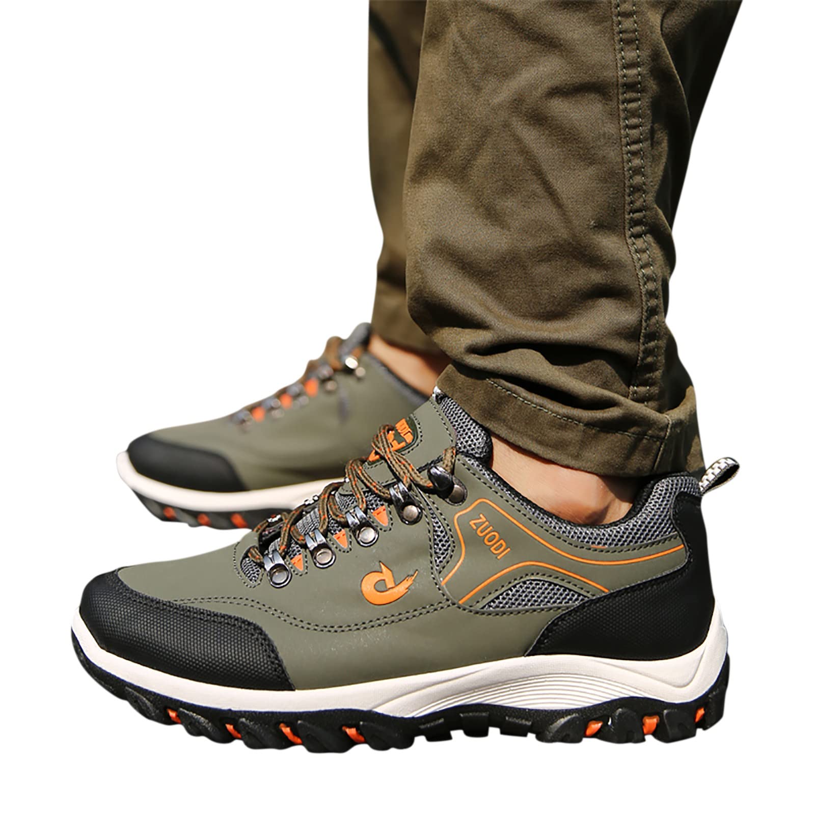 WASERCE Mens Hiking Boots Outdoor Trekking Backpacking Boot Mid Hiker Boot for Men Lightweight Military Boots(10.5,Green