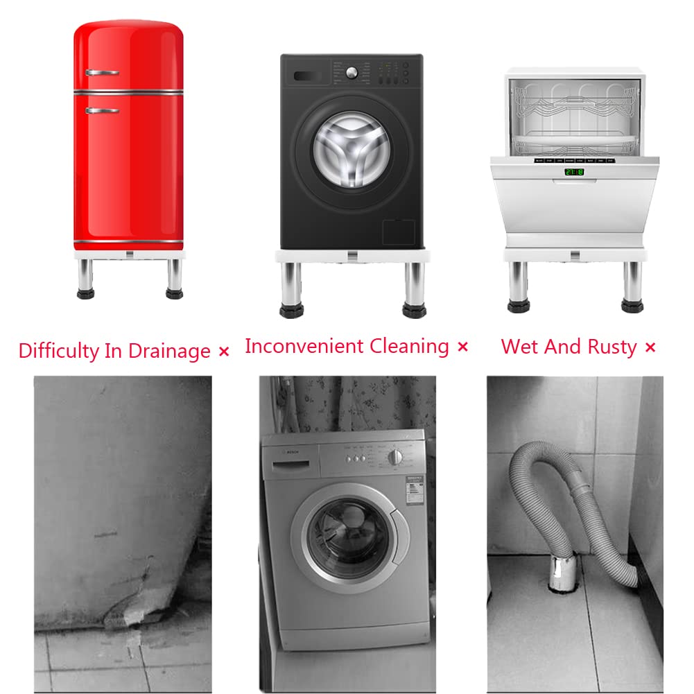 SSEHCWAN Washer and Dryer Stands, Washing Machine Stand Base Adjustable Appliance Base Max Load 770LB/350KG Pedestal for Washing Machine Dryers Refrigerator, Increase 9.4-10.6inch 24-27cm Height
