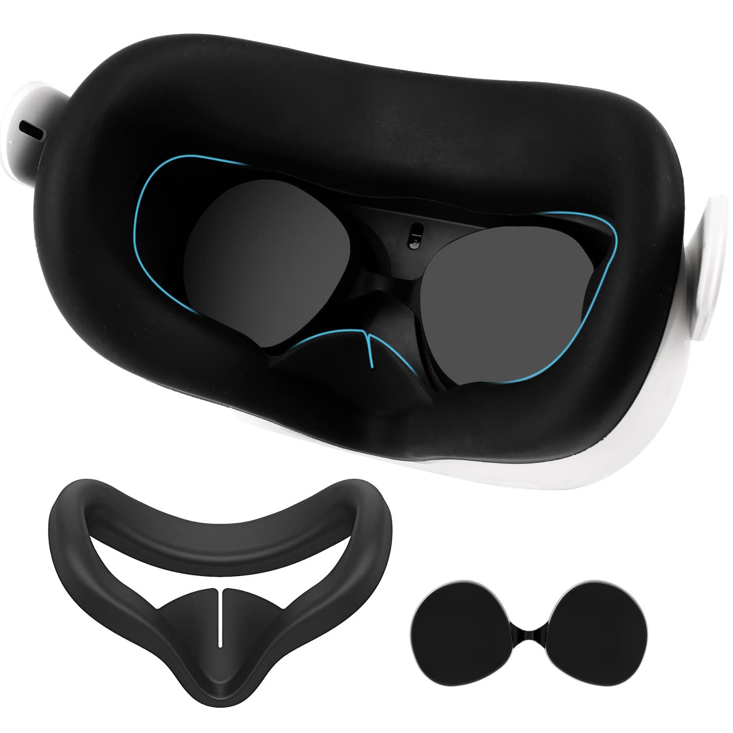 ZyberGears VR Oculus Quest 2 Face Cover with Lens Pad Silicone Quest 2 Face Pad Lens Cover Protector for Oculus Quest 2 Accessories - Black