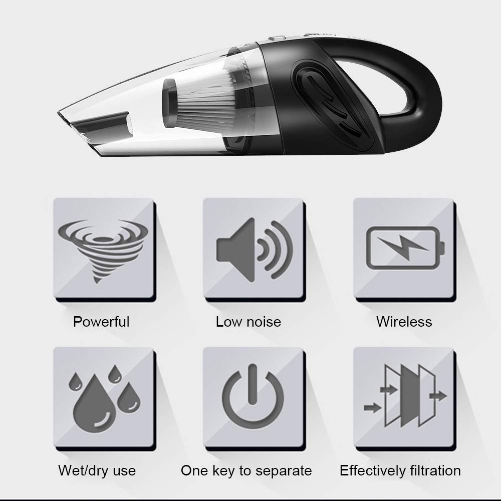 sazoley 3200Pa Car Vacuum Cleaner High Power Cordless, Handheld Cordless Vacuums, Powerful Cyclone Suction Wet/Dry Vacuum for Auto Home