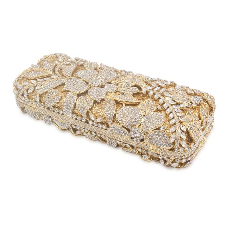 ZHUHW Crystal Flower Metallic Shoudler Bags Lady Wallet Shoulder Chains Dinner Party Evening Clutch Bags