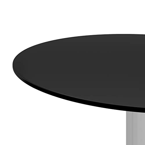 QJBSAVVA Coffee Table Black 15.7" Tempered Glass,Bedside Tables Side Tables End Tables Entrance Tables Suitable for Meeting Rooms, Reception Rooms, Offices