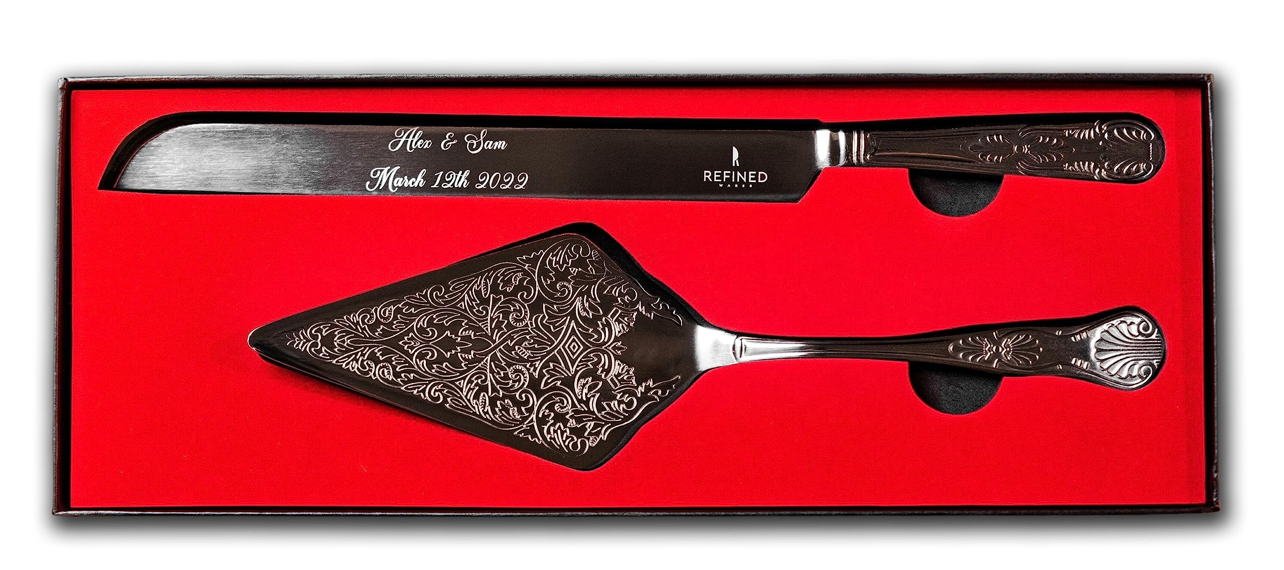 Personalized Engraving Cake Knife and Server Set | Wedding Cake Knife and Server | Wedding Gift | Elegant Cake Cutting Set | Engagement Gift For Couples