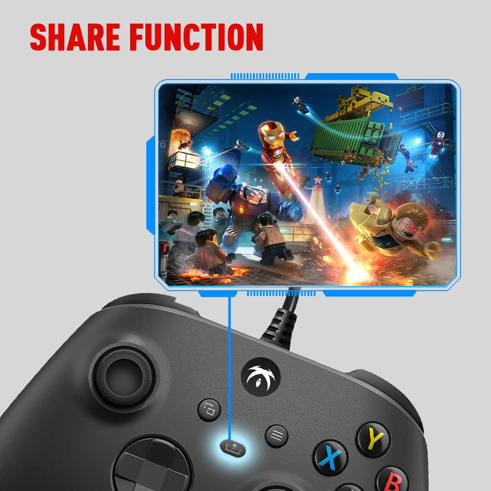ZFY Controller Wired Compatible with Xbox Series X/S,Xbox One X/S,Windows 7/8/10,Wired Controller with Share Button/Hall Trigger