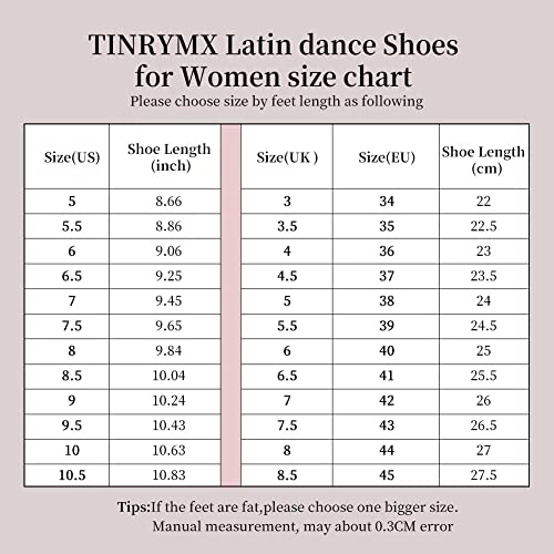 TINRYMX Women Ballroom Practice Shoes Standard Modern Teaching Professional Performance Latin Salsa Dance Shoes,US 5.5