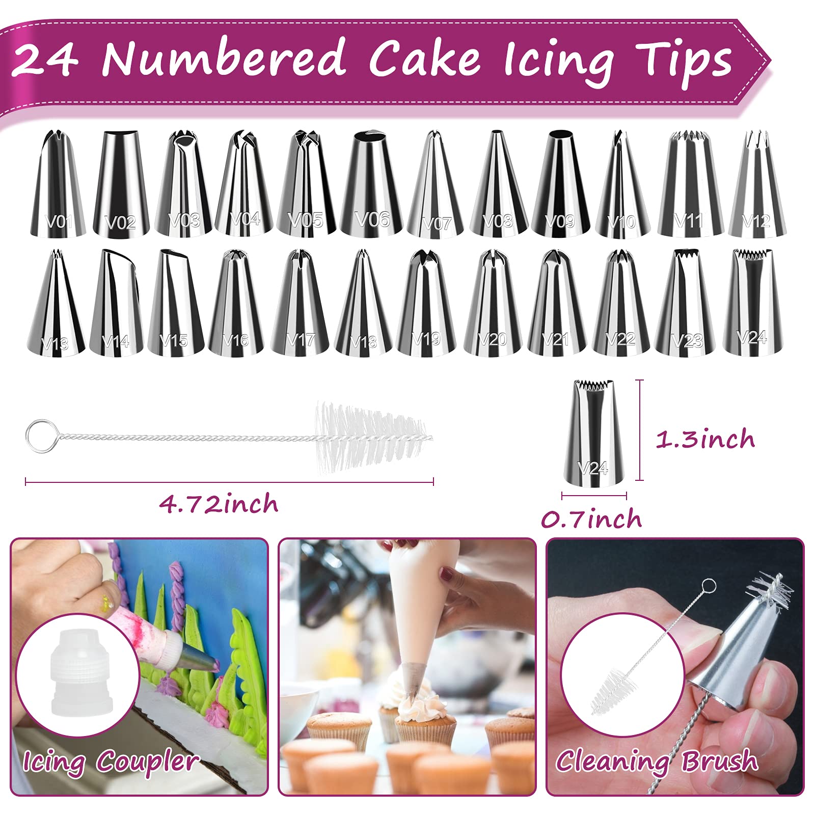 VORCAY Cake Decorating Kits Supplies-95Pcs Baking Tools Professional Cake Turntable Stand for Beginners
