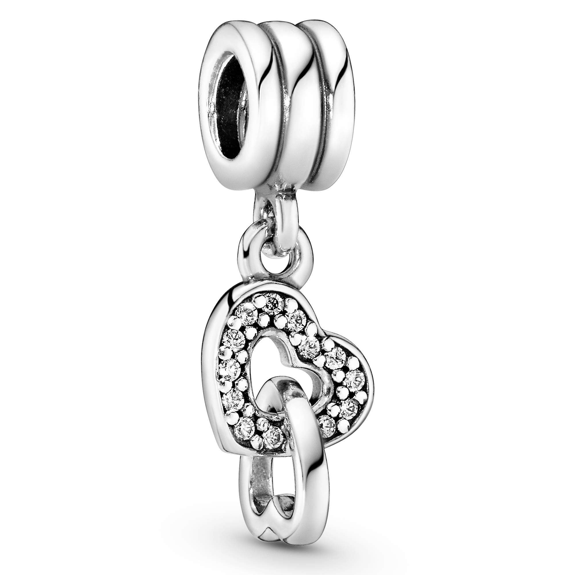 Pandora Interlocking Hearts Dangle Charm - Compatible Moments - Stunning Women's Jewelry - Made with Sterling Silver & Cubic Zirconia