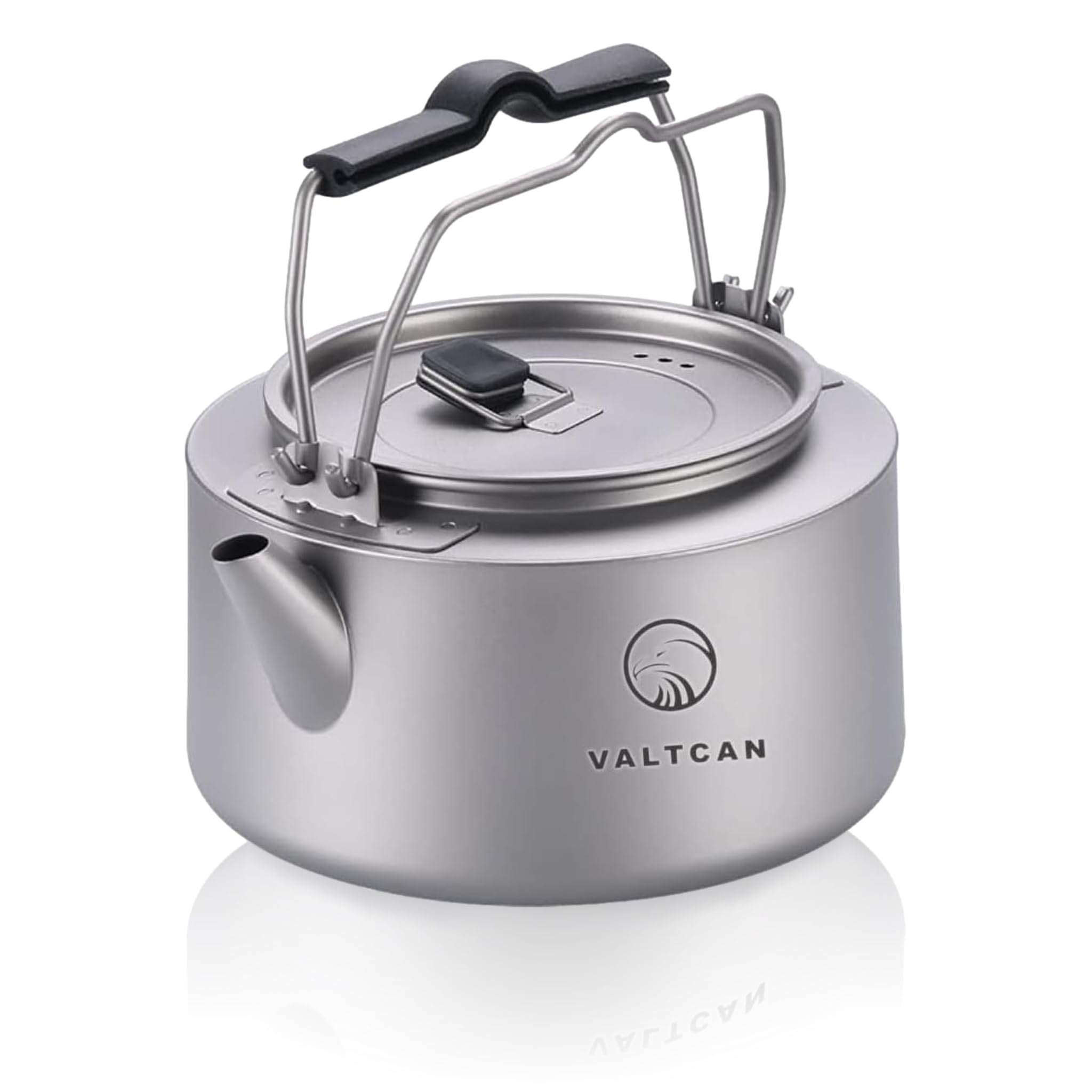Valtcan 1000ml Titanium Kettle Pot Camping Water with Lid Handle Guards
