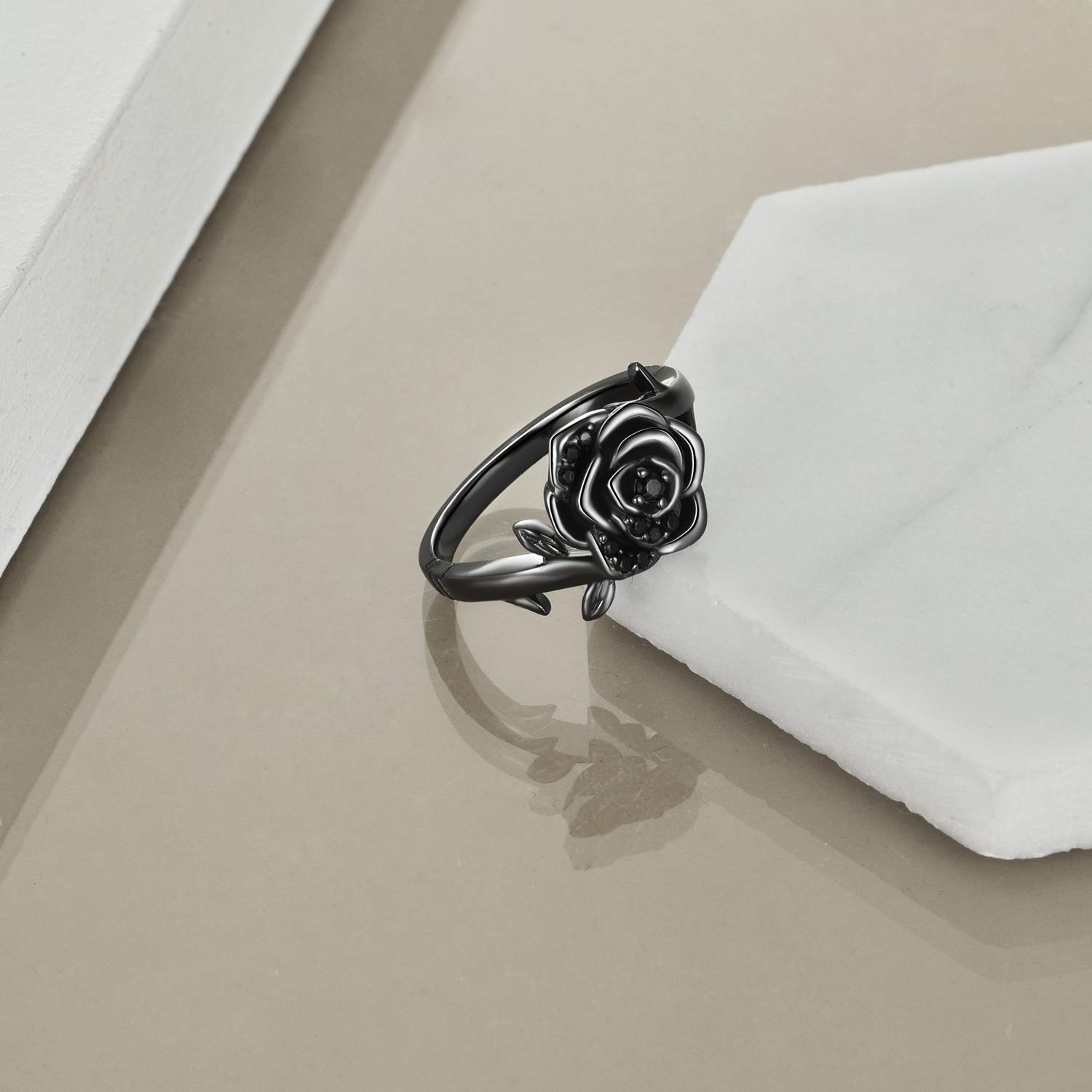 VENACOLY Rose Flower Ring for Women S925 Sterling Silver Thumb Ring Jewelry Gifts (9)