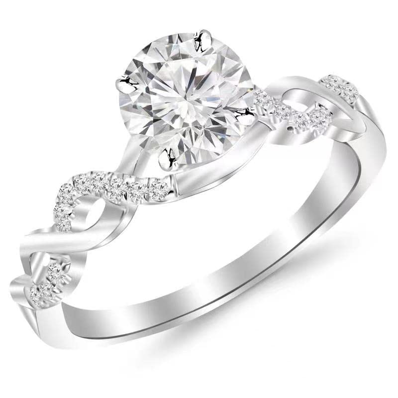 ZLAEBL 1.2 Carat Twisting Infinity Split Shank Engagement Rings for Women Mossanite Ring Sterling Silver Plated Wedding Ring Name Free Engraving Personalize Ring