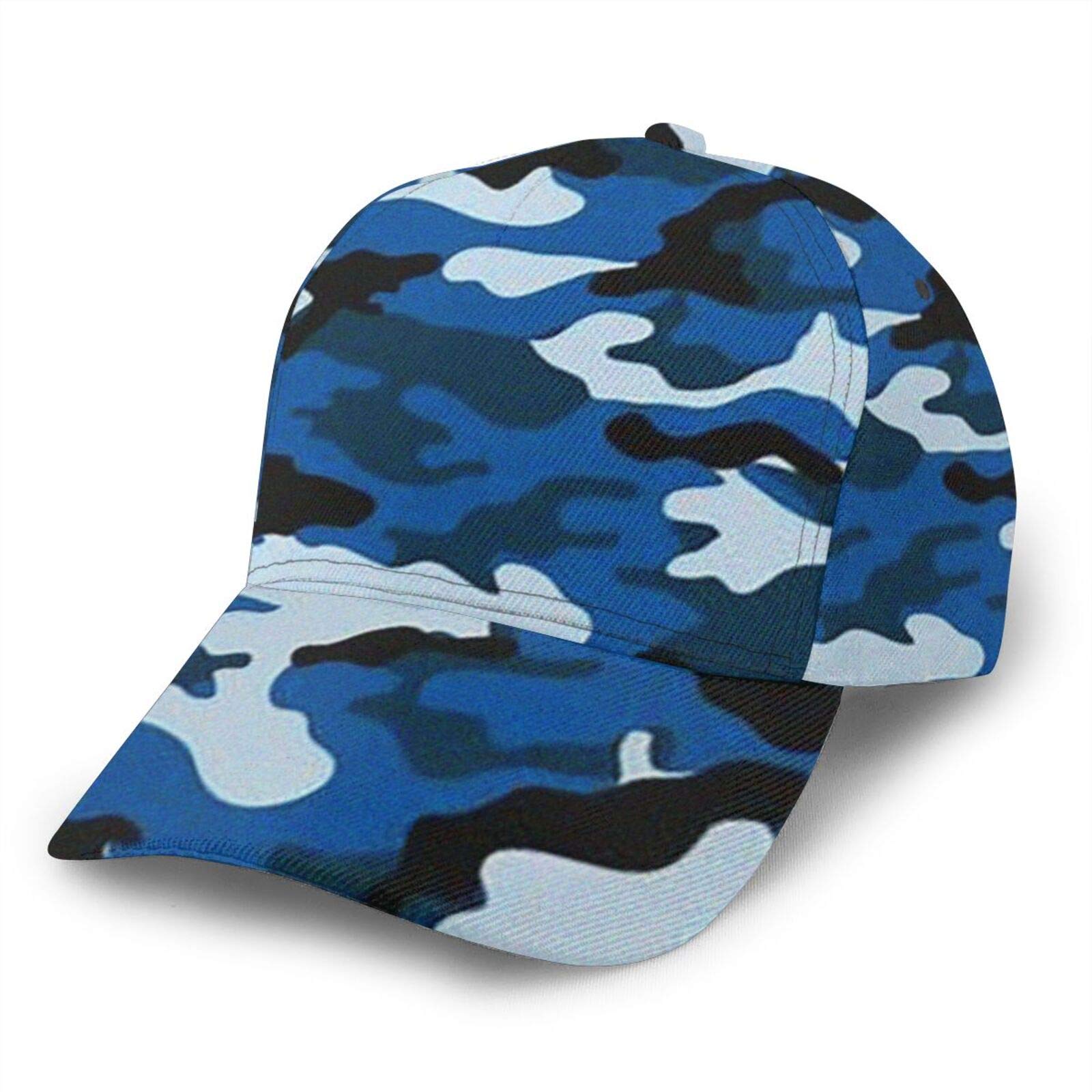 Wineware Blue Camo Print Casual Baseball Cap Adjustable Twill Dad Hats Adjustable Sports Outdoor Cap for Men Women, One Size