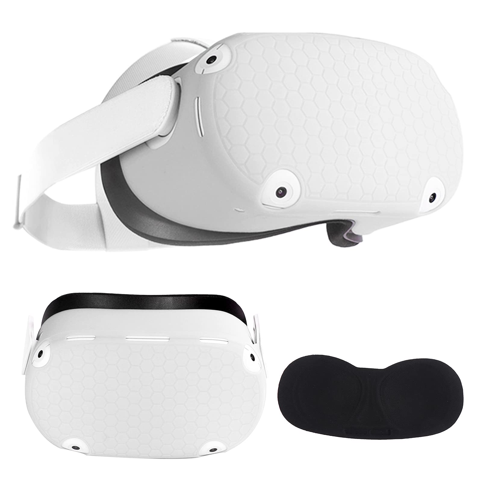 VR Shell Silicone Face Protector Cover Dust Proof Washable Compatible for Oculus Quest 2 (White)