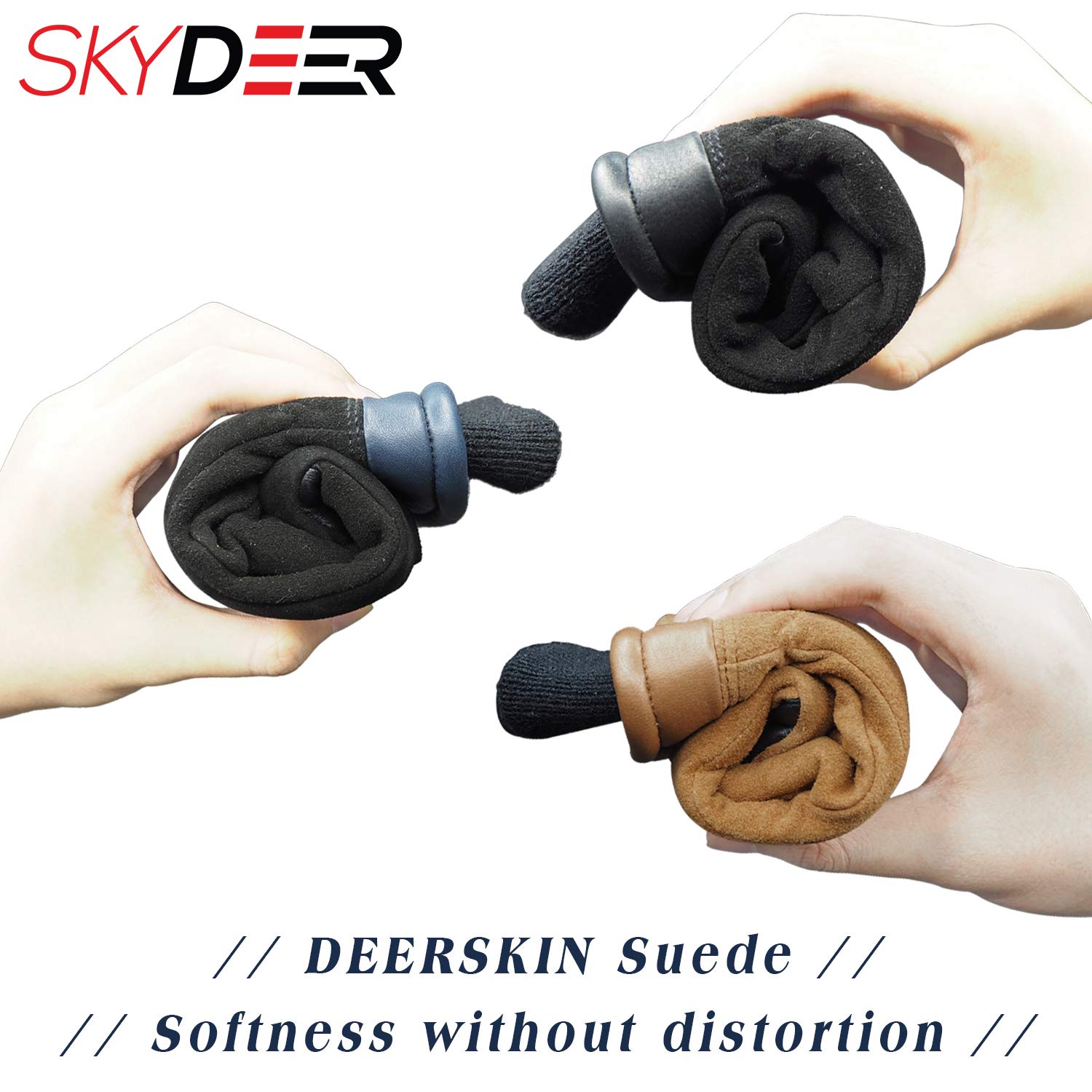 SKYDEER Touch Screen Deerskin Suede Leather Warm Winter Gloves For Driving Running Cycling and Cold Weather Work (SD8653T/L)