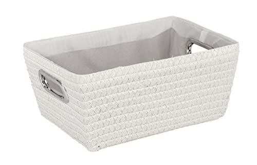 WENKO Storage Chromo White-Bathroom Basket, 28 x 19.5 x 12 cm