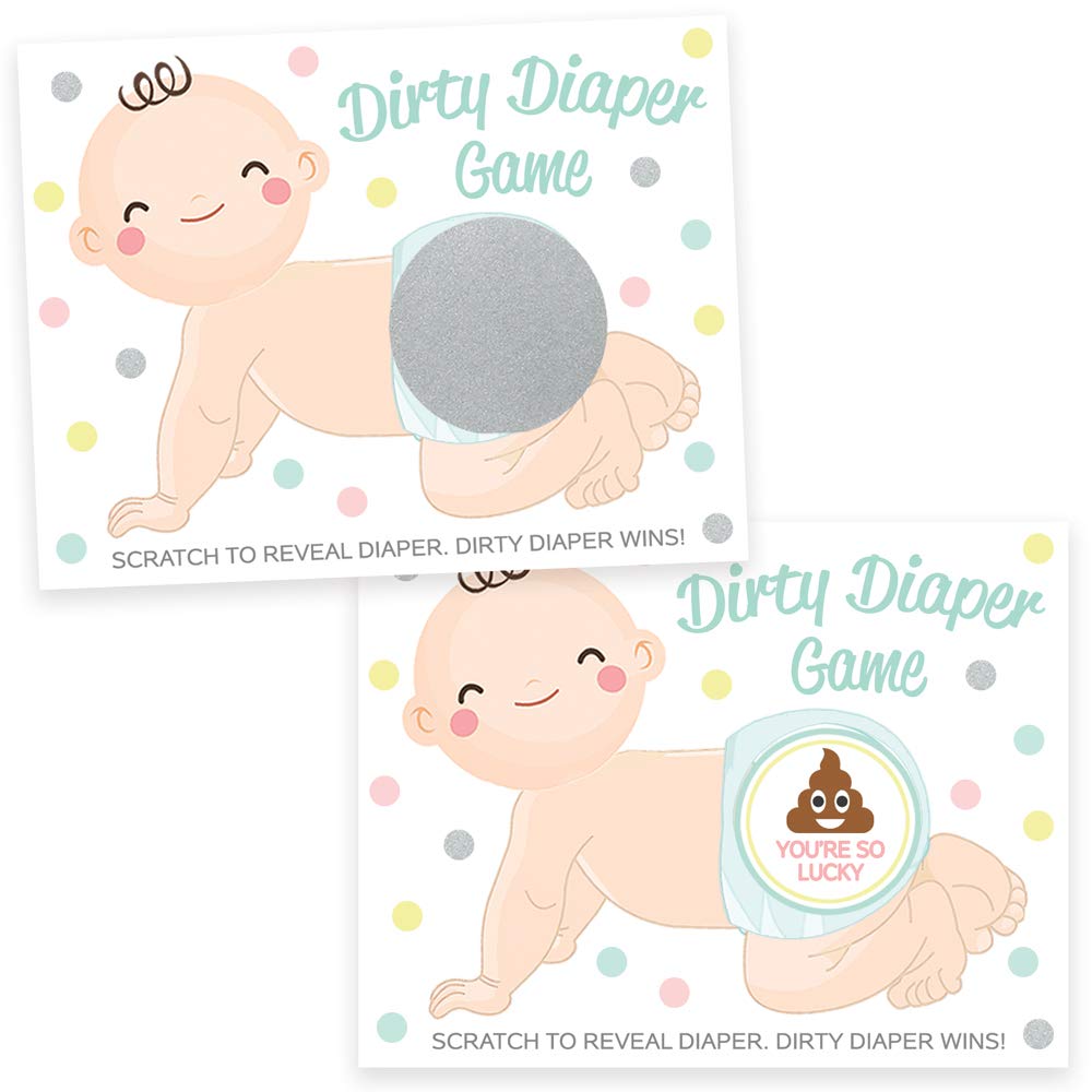 Printed Party Baby Shower Scratch Off Game, Diaper Raffle Tickets, Set of 30