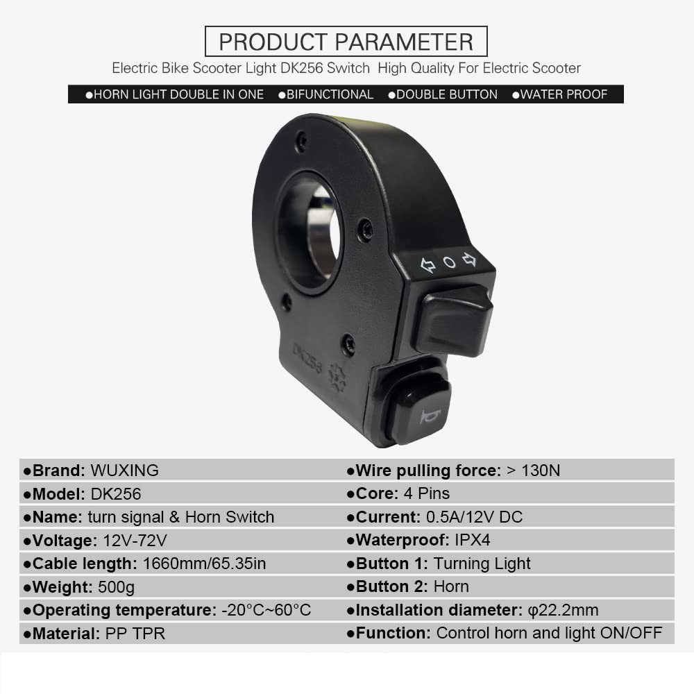 通用 Electric Bike DK252 Headlight Horn 2-in-1 Switch Converter Ebike Conversion Parts
