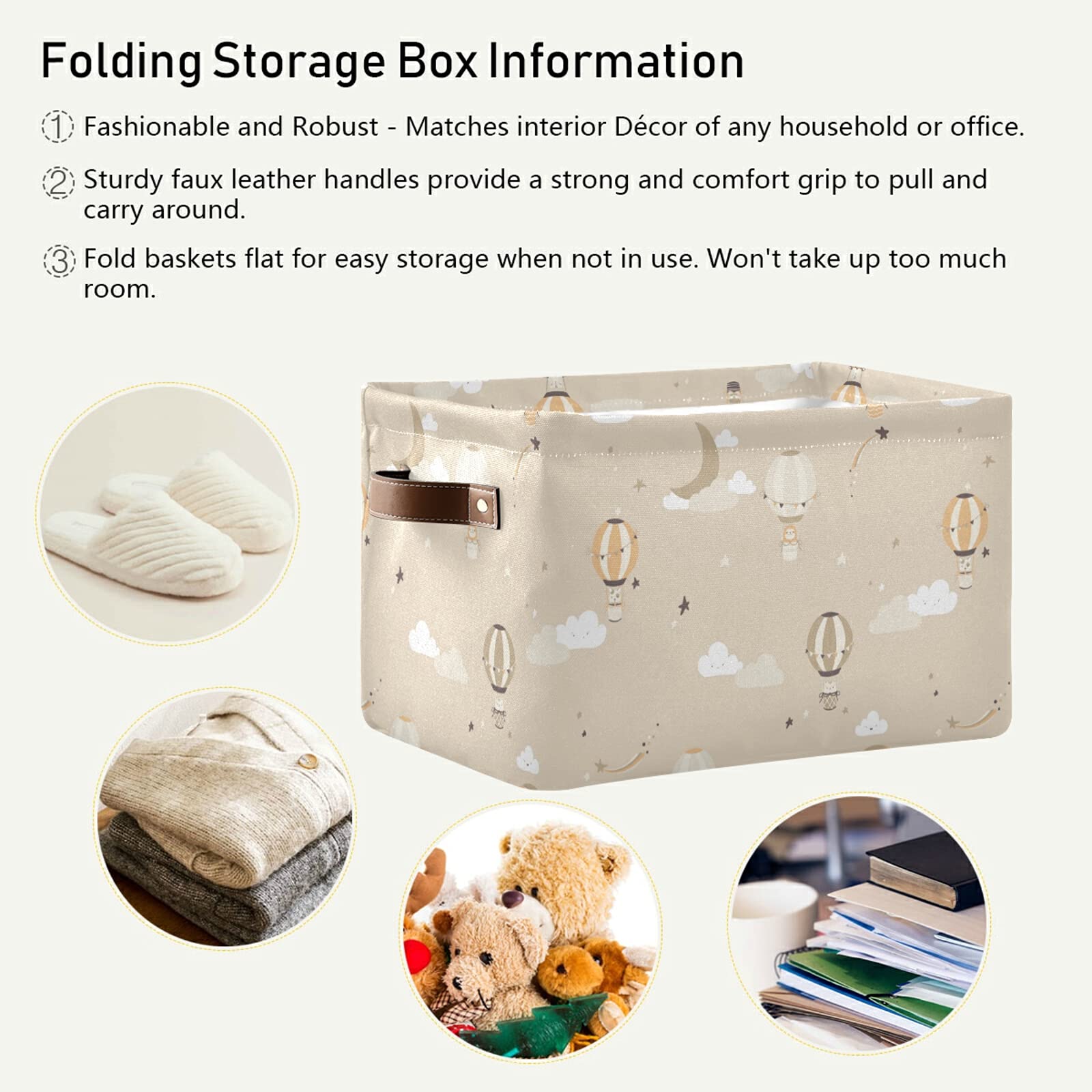 xigua Cute Hot Air Balloon Storage Bin for Toy Storage Basket Dirty Clothes Sundries Office Home Closet Organizer Shelf Cube Box Waterproof Laundry Basket
