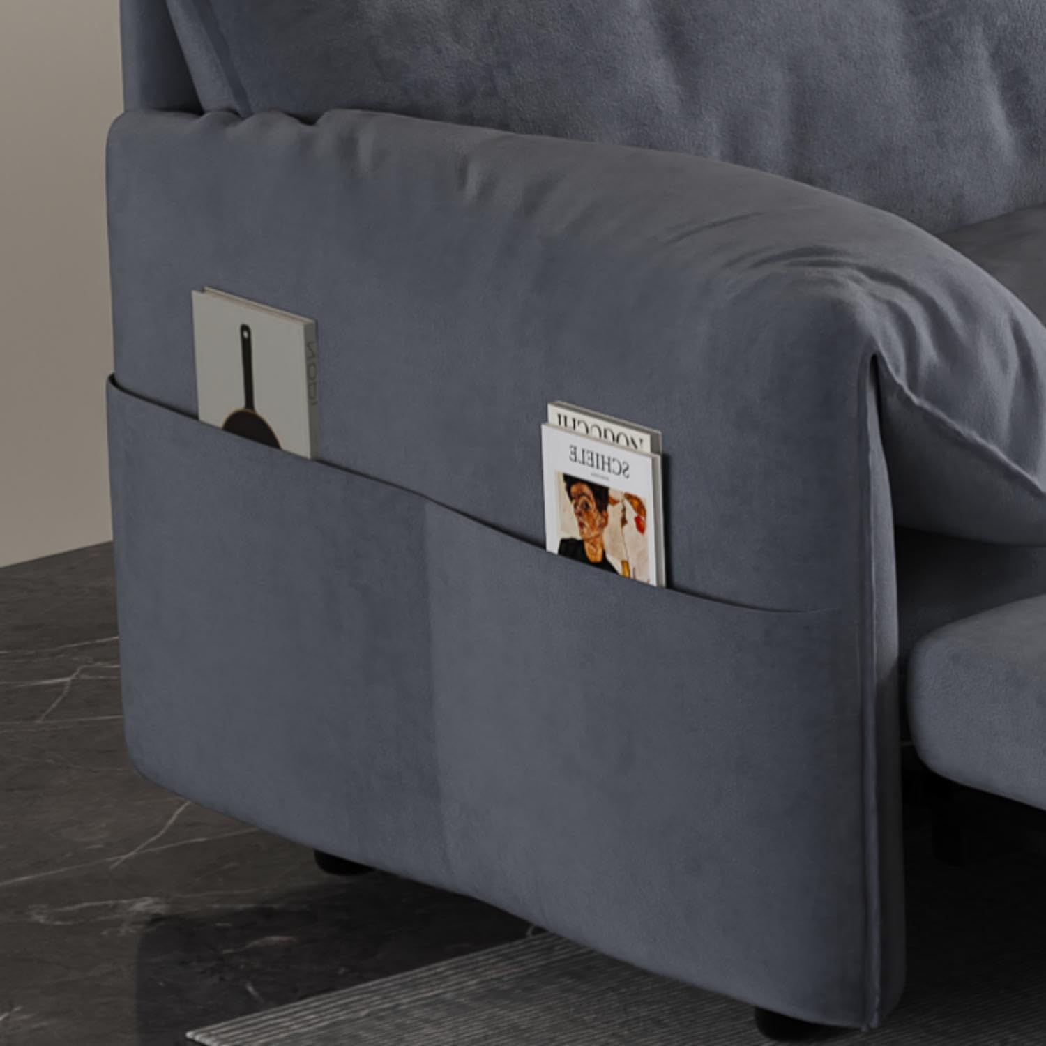 RIDFY 63.8" Queen Pull Out Sofa Bed, 3-in-1 Modern Love seat Bed, Convertible Sleeper Sofa Couch with Side Storage Pockets and Pillows, Velvet Deep Seat for Small Spaces,Apartment,Office,Grey-New