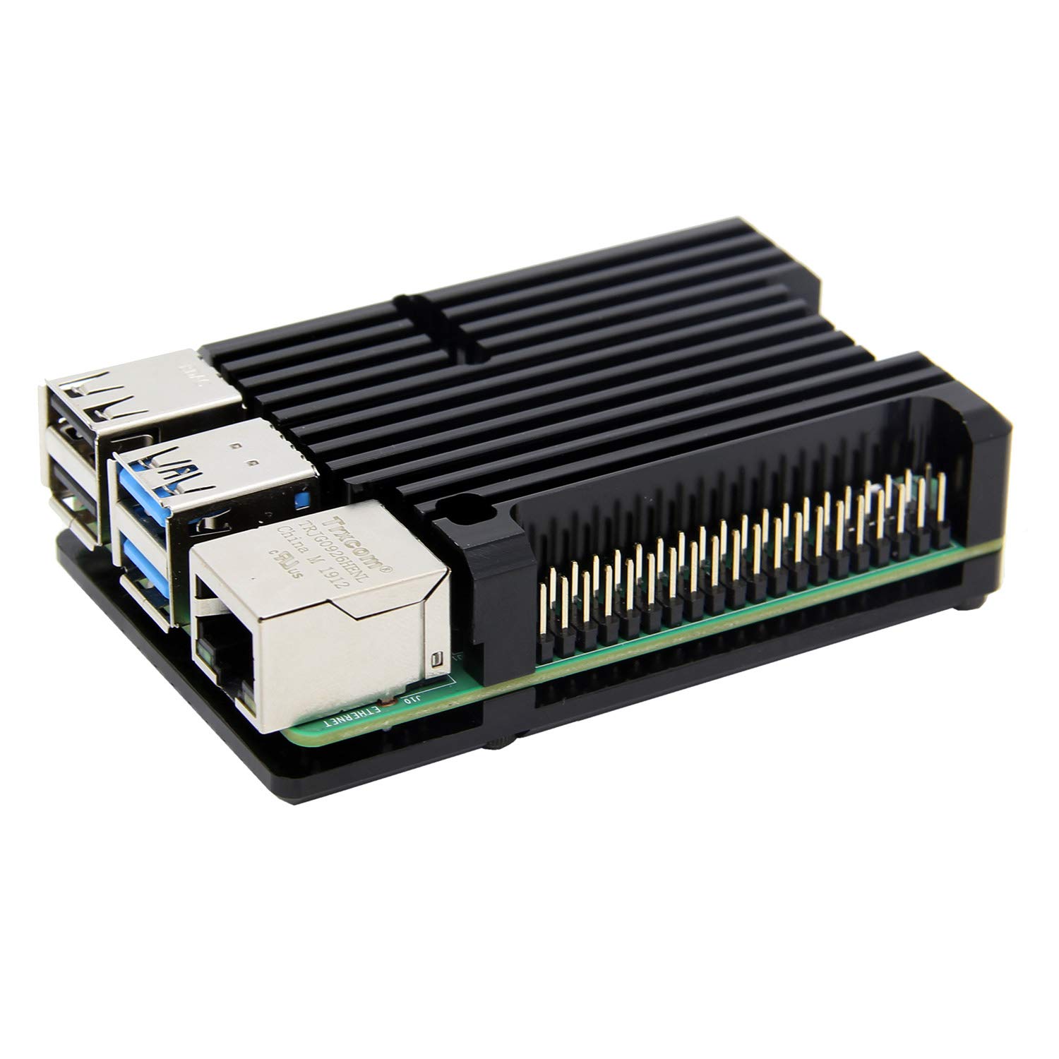 RICHEN Raspberry Pi 4 Computer Model B Armor Aluminum Alloy Case/Passive Cooling Shell Metal Enclosure Heat Dissipation Compatible with Pi 4B Only(Not Include Raspberry Pi Board) (Without Fan)