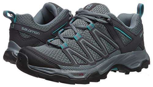 Salomon Pathfinder Hiking Shoes for Women, Stormy Weather/Phantom/Tropical Green, 9