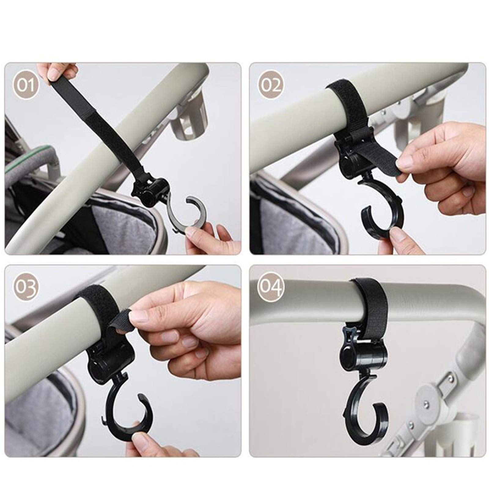 Stroller Hooks for Hanging Diaper Bags Baby Stuff Organizer Groceries Purse Mommy Hook Stroller Accessories for Mom When Jogging Walking or Shopping Pack of 2-Black LLUFO