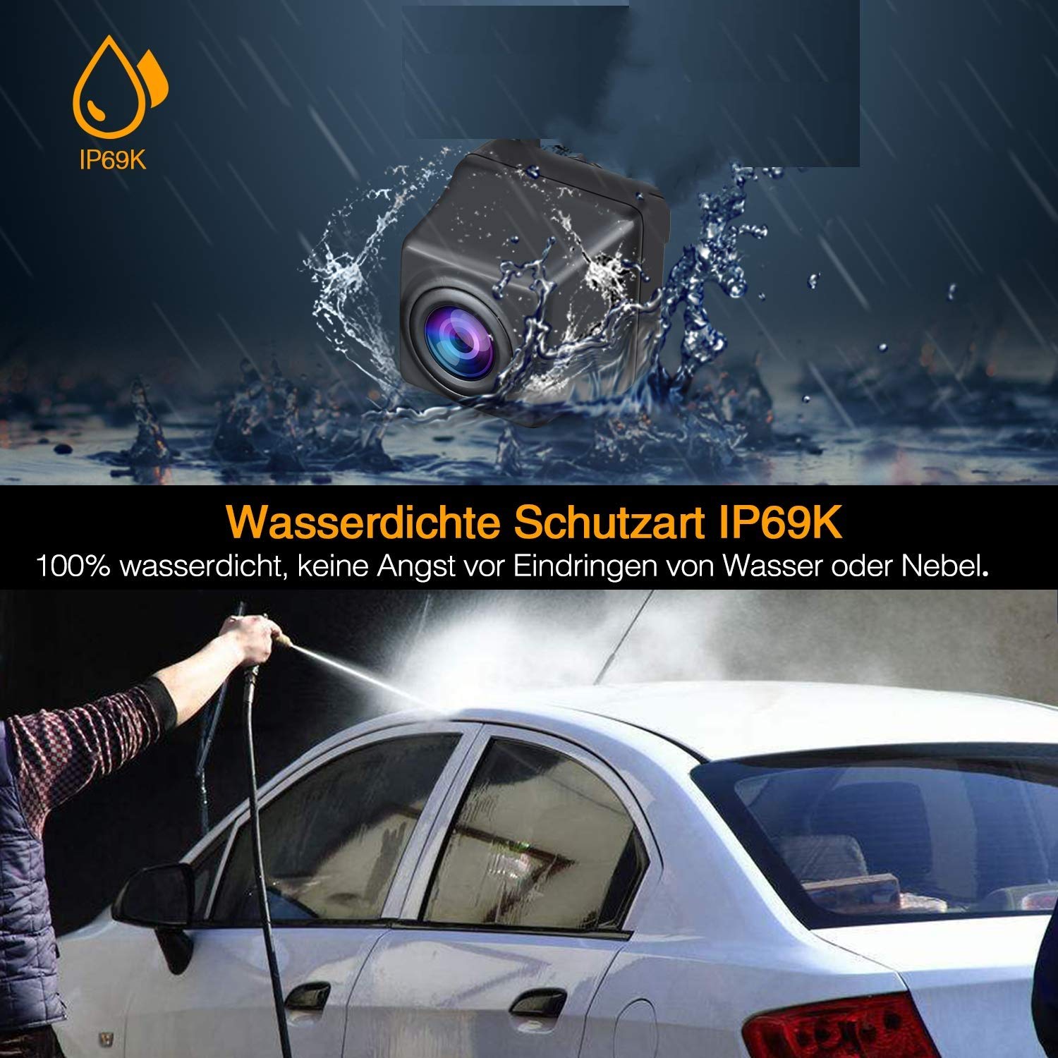 Rear Reversing Backup Camera Rearview Tailgate Handle Replacement Camera Night Vision Ip69k Waterproof for Ford Focus SE/Ford Focus ST/Ford Focus 2/Ford Focus 3/ Focus Turnier Mk3/ Escort