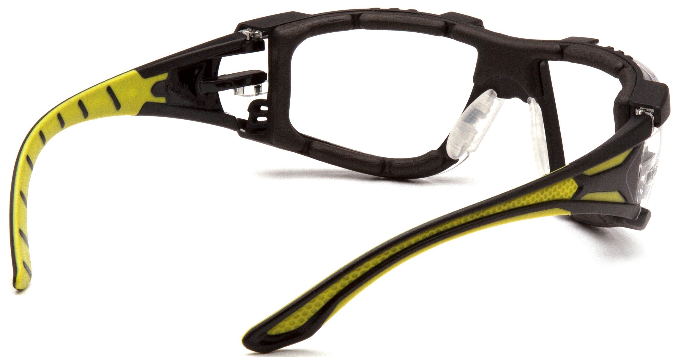 Pyramex Endeavor Plus Safety Glass Black/Green Frame With Foam Padding Clear H2MAX Anti-fog Lens
