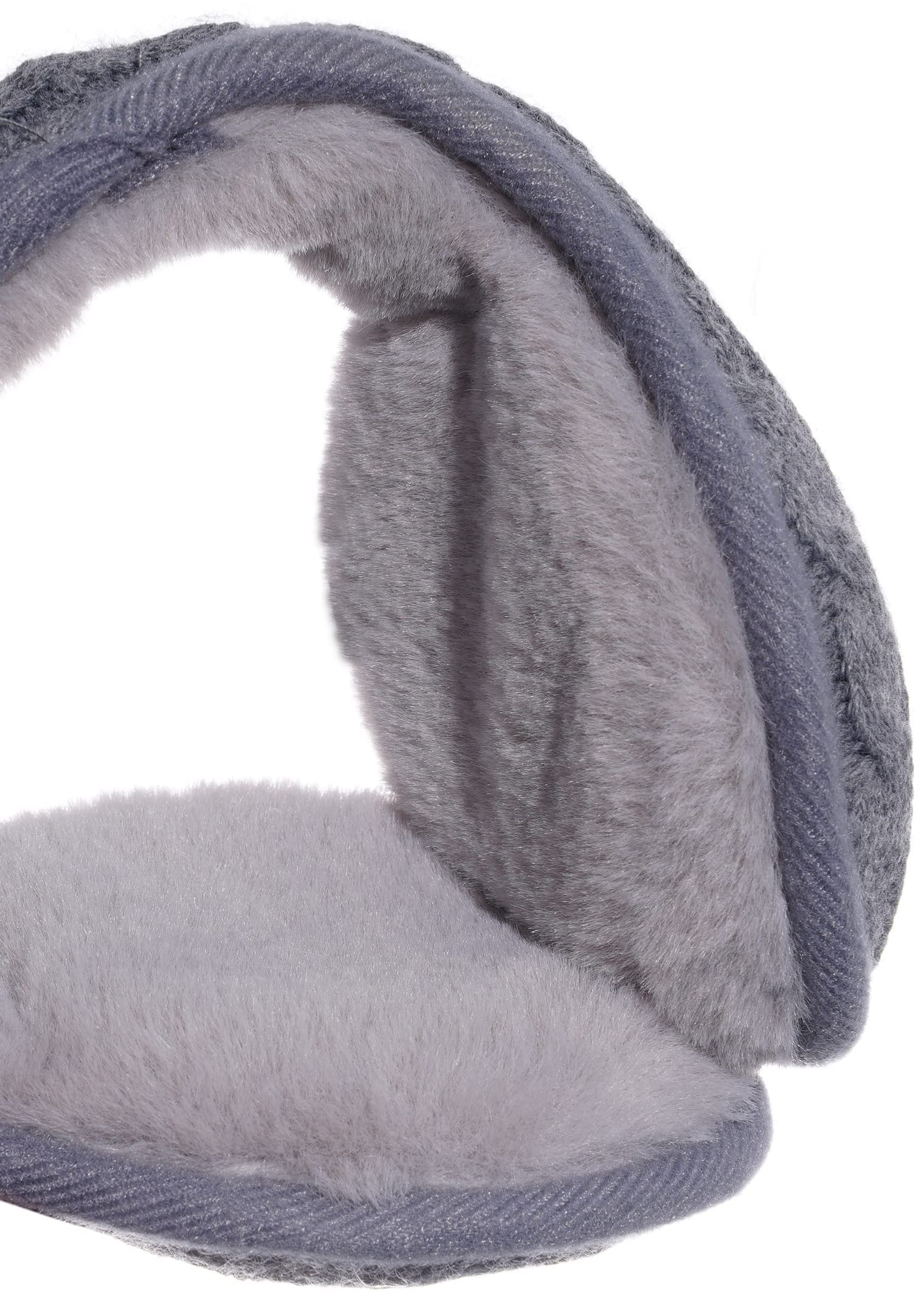 Sami Time Foldable Womens Ear Muffs,Winter Ear Warmers/Covers,Cable Knit Furry Fleece Unisex Earmuffs for Winter (A Gray)