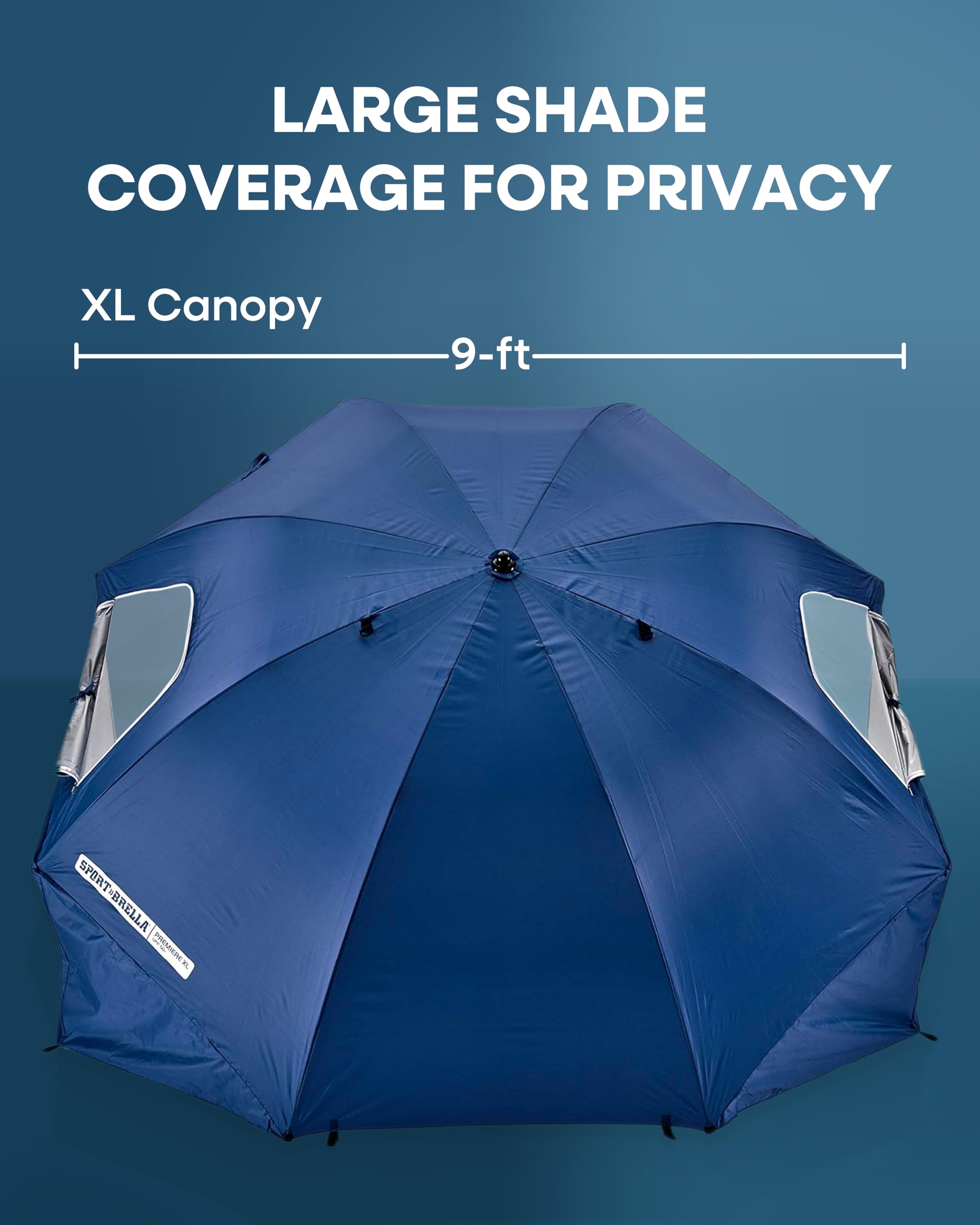 Sport-Brella Premiere XL UPF 50+ Umbrella Shelter for Sun and Rain Protection (9-Foot, Blue)