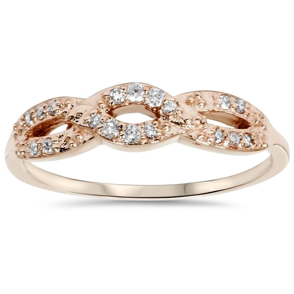 P3 POMPEII3 1/5ct Diamond Infinity Ring 14k Rose Gold - Size 8