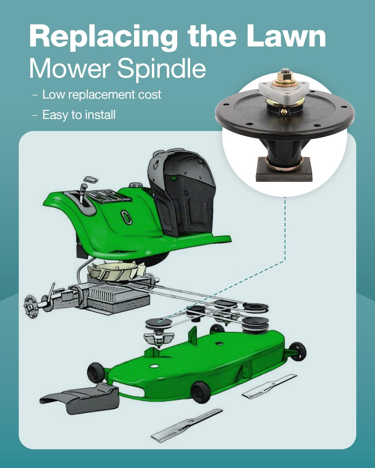 SCITOO NEW Mower Spindle Spindle Assembly Replacement for 107-8504 Zero Turn Mower Spindle Assembly Toro Z Master Z400 Z500 GrandStand; for Stens 285-881 of 2 pcs