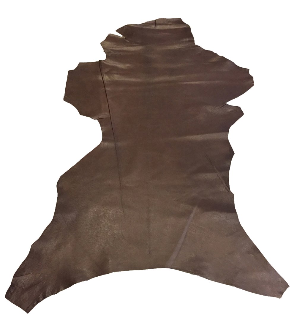 Quality Leather Hide - Spanish Full Skin - Chocolate Brown Color - 8 sq ft - 2 oz. avg Thickness - Brown Tones Finish - Lambskin - Craft Projects - Upholstery Fabric - Sewing Material