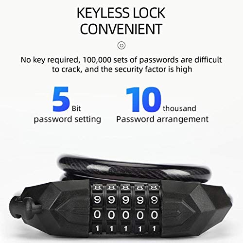 ZMYDZ Bicycle Lock -Digit Password Lock Combination Number Code Bike Bicycle Cycle Lock Steel Cable Chain Self-contained Lock Frame Bike Lock