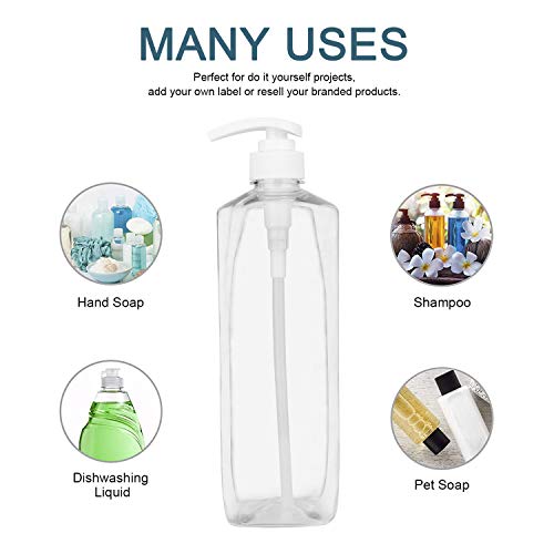 Plastic Pump Bottle 32oz，Woaiwo-q Soap Dispenser Empty Shampoo Dispenser Bottles for Cleaning Solutions,Hair,Oils,(3 Pack.1000ml)